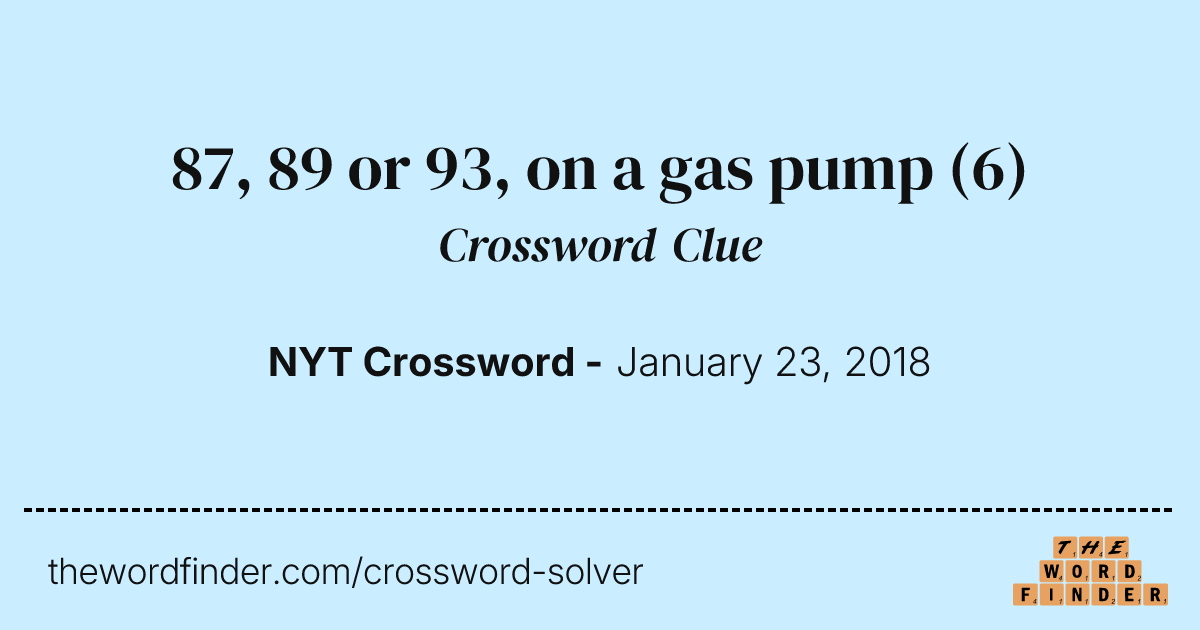 87, 89 or 93, on a gas pump — Crossword Clue