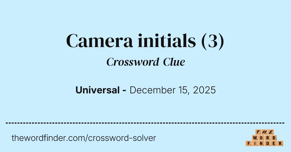 Camera initials — Crossword Clue