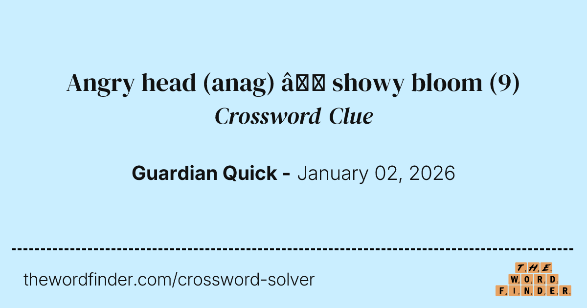 Angry head (anag) – showy bloom — Crossword Clue