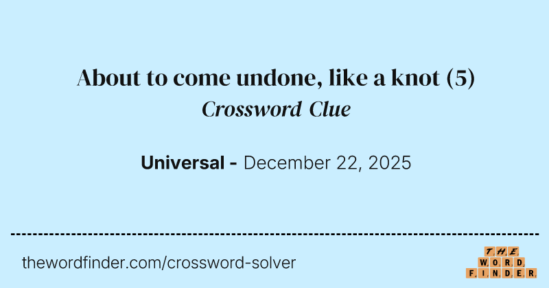About to come undone, like a knot — Crossword Clue