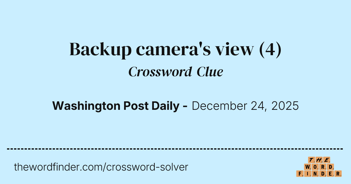 Backup camera's view — Crossword Clue