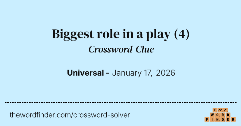 Biggest role in a play — Crossword Clue