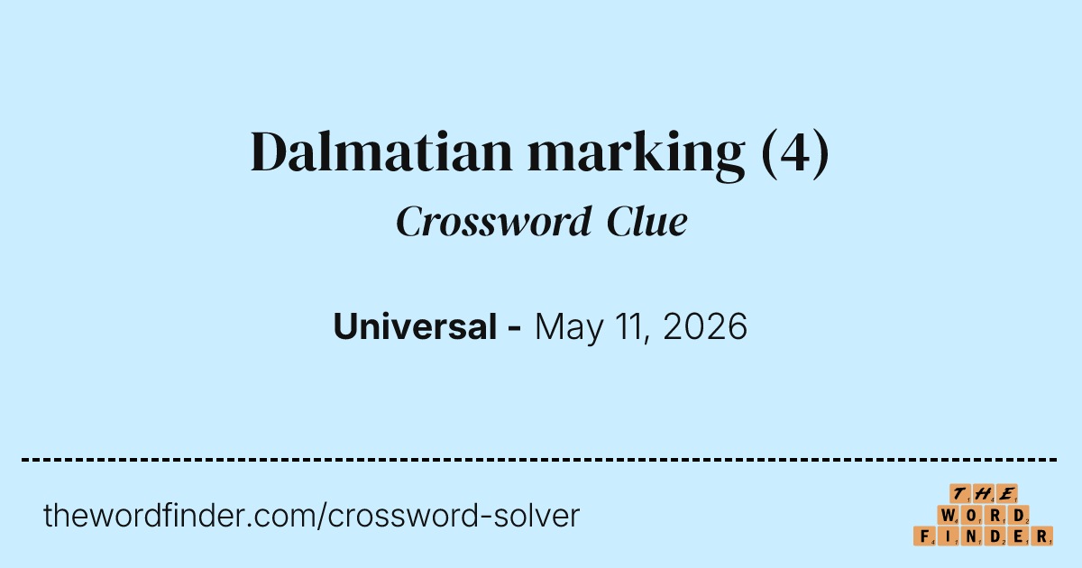 Dalmatian marking — Crossword Clue