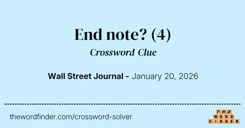 End note? — Crossword Clue
