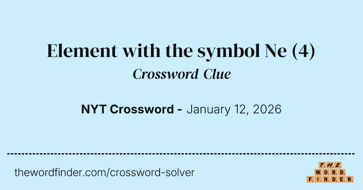 Element with the symbol Ne — Crossword Clue