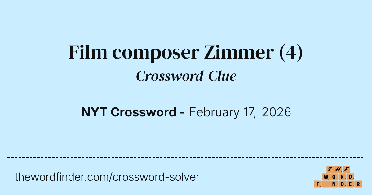 Film composer Zimmer — Crossword Clue