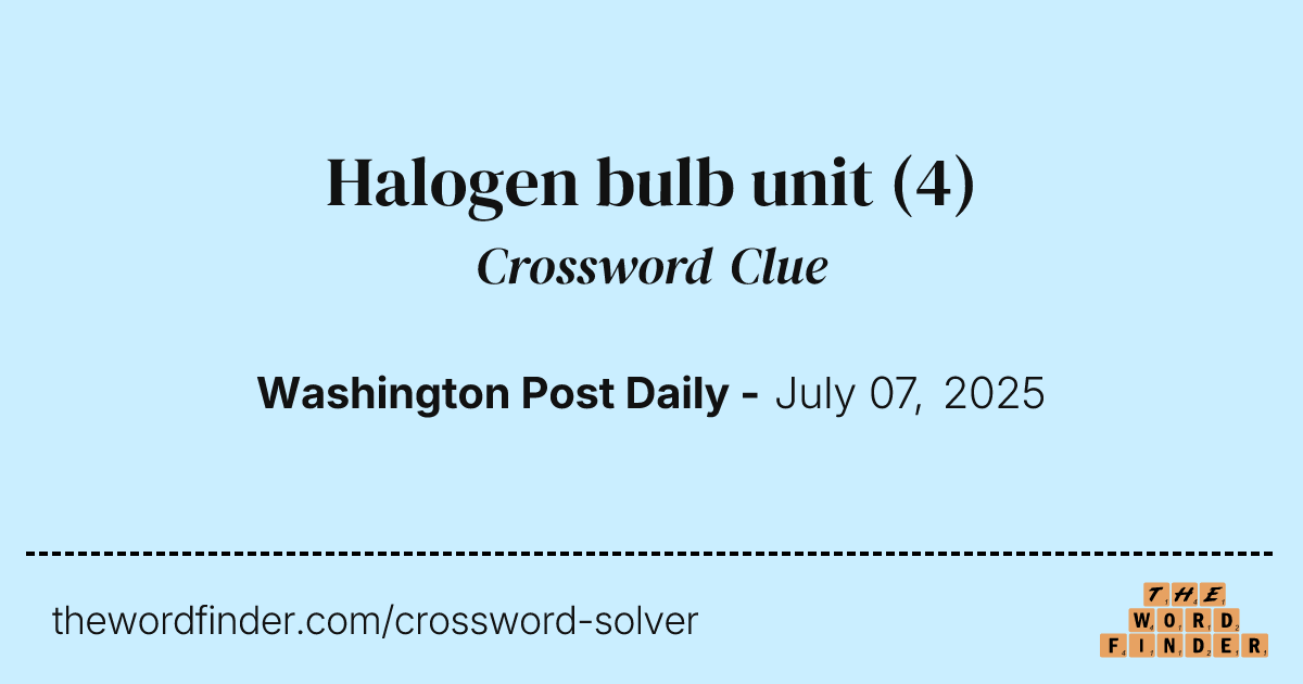 Halogen bulb unit — Crossword Clue