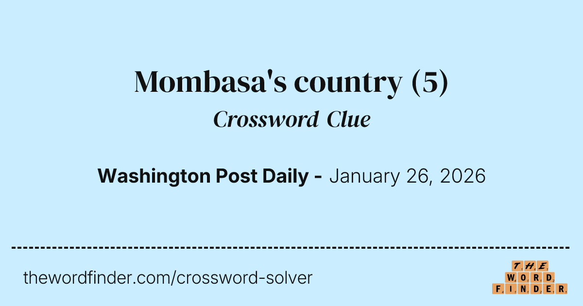 Mombasa's country — Crossword Clue
