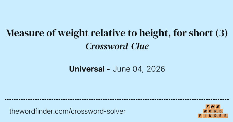Measure of weight relative to height, for short — Crossword Clue