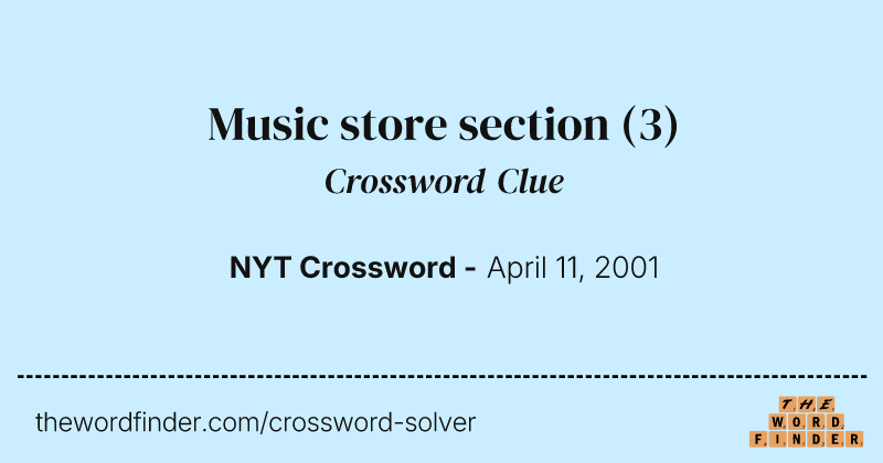Music store section — Crossword Clue