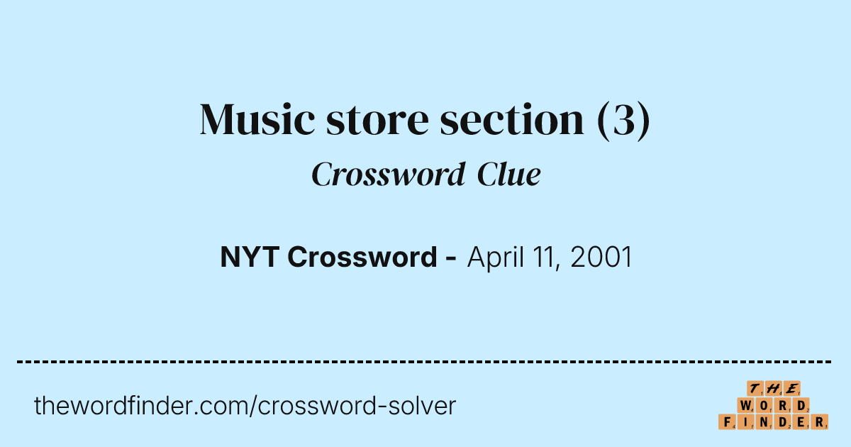 Music store section — Crossword Clue
