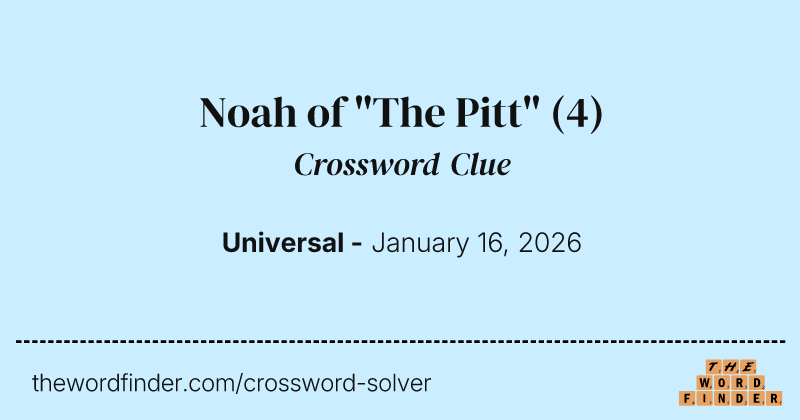 Noah of "The Pitt" — Crossword Clue