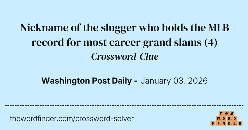 Nickname of the slugger who holds the MLB record for most career grand ...