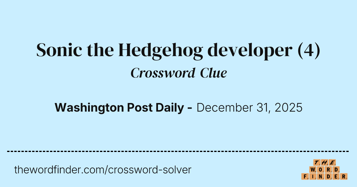Sonic the Hedgehog developer — Crossword Clue
