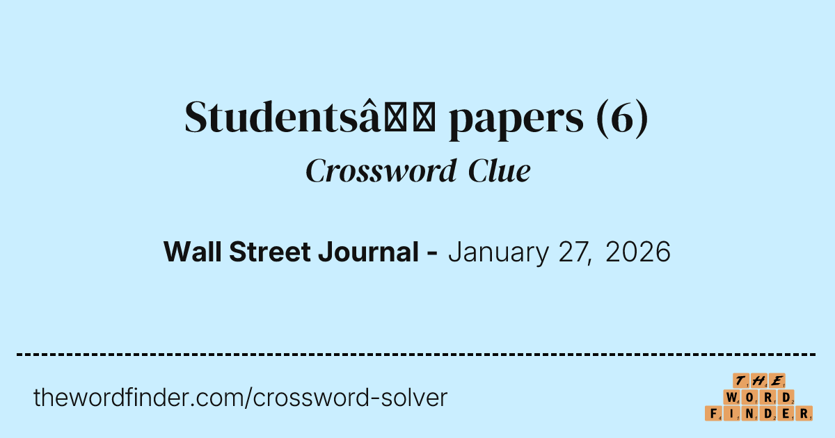 Students’ papers — Crossword Clue