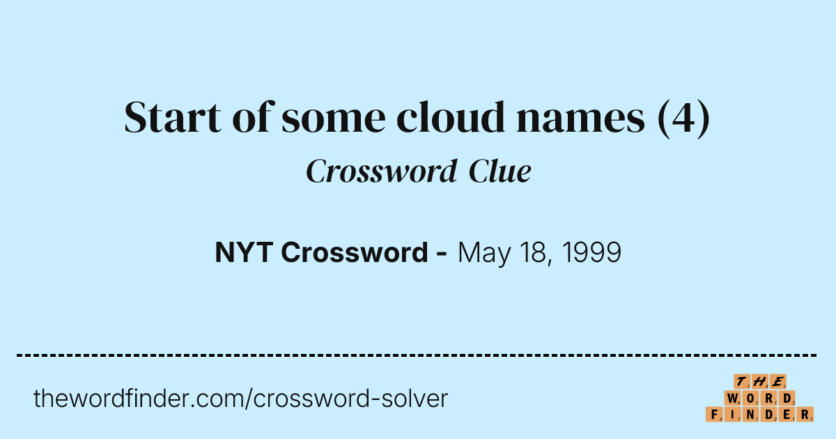 Start of some cloud names — Crossword Clue