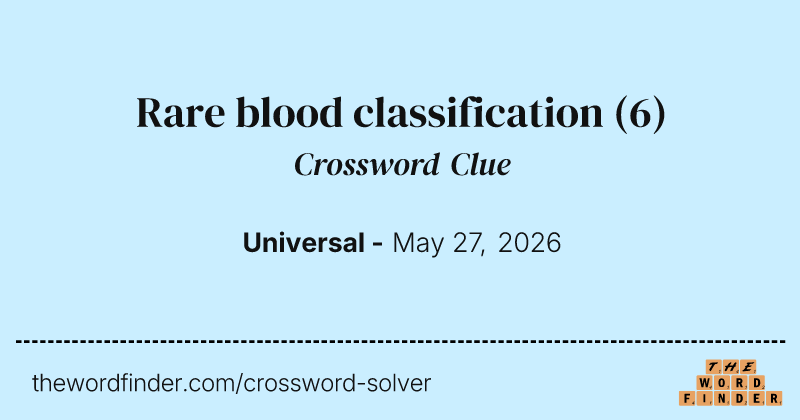 Rare blood classification — Crossword Clue
