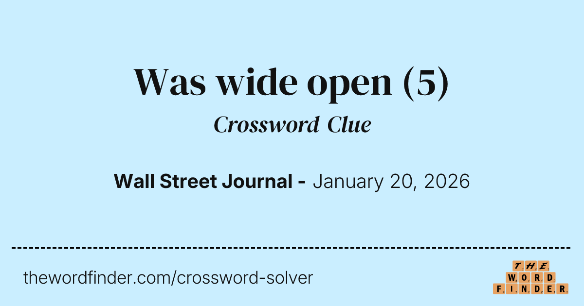 Was wide open — Crossword Clue