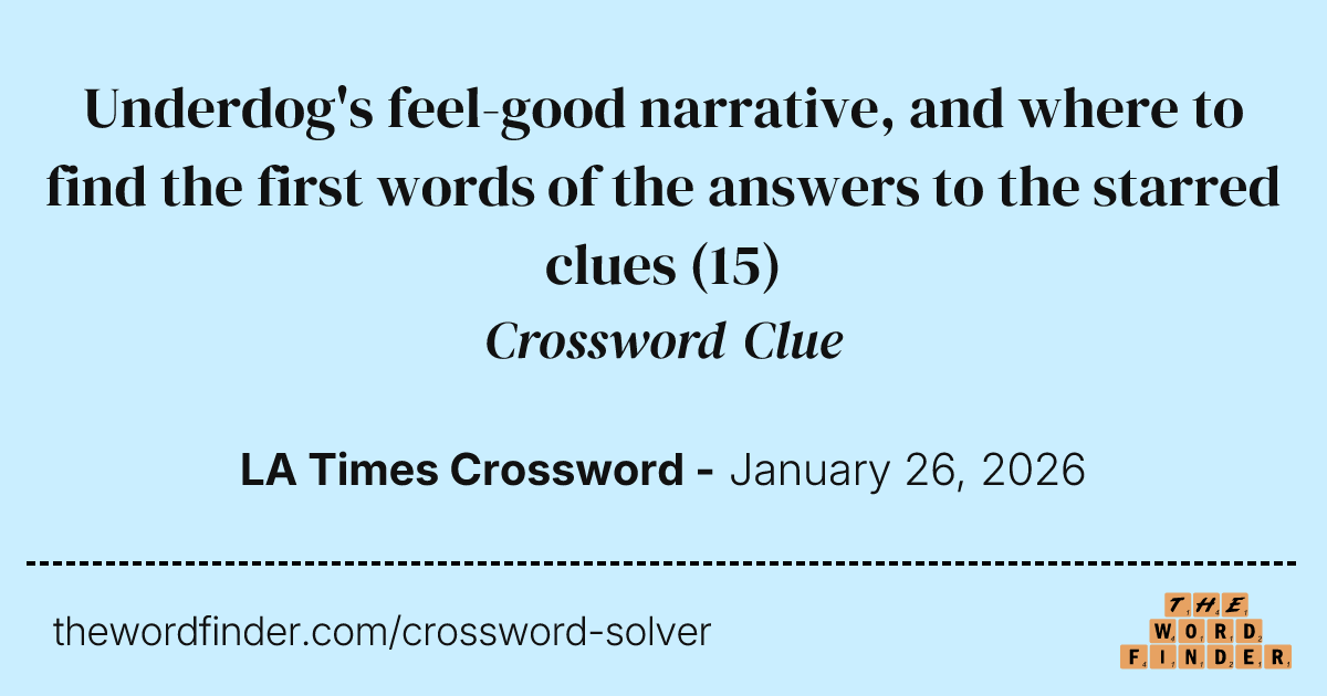 Underdog's feel-good narrative, and where to find the first words of ...