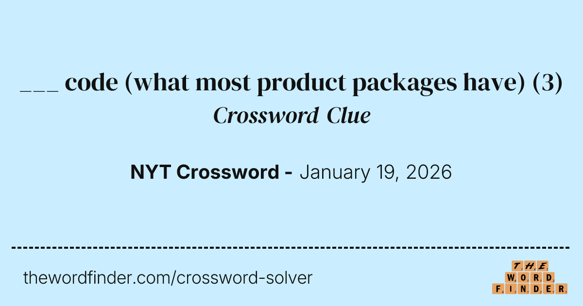 code (what most product packages have) — Crossword Clue