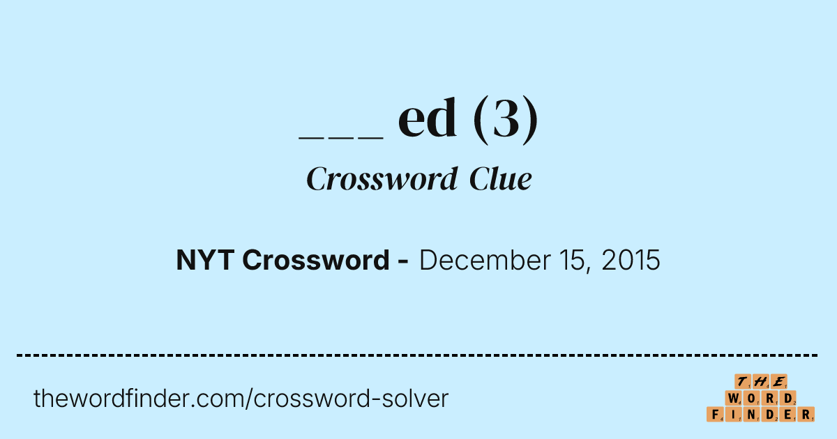ed — Crossword Clue