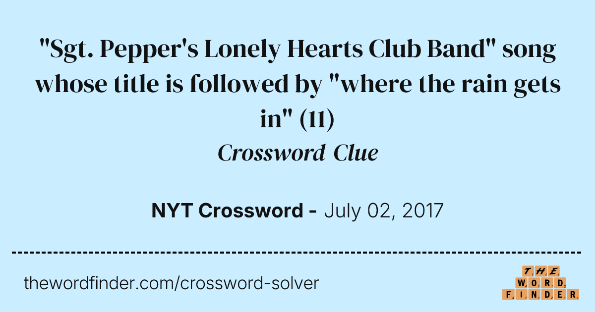 "Sgt. Pepper's Lonely Hearts Club Band" song whose title is followed by ...