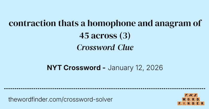 contraction thats a homophone and anagram of 45 across — Crossword Clue