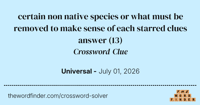 certain non native species or what must be removed to make sense of ...